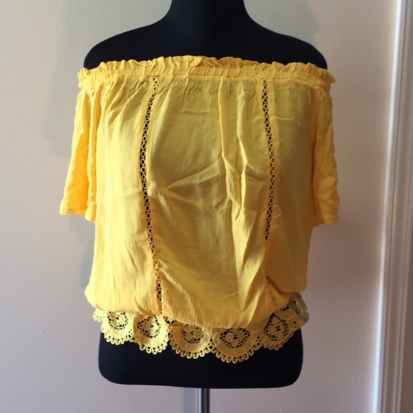 Rue21 | Tops | Off The Shoulder Gold Crochet Top | Poshmark